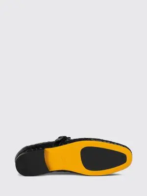 DOUCAL'S Woven Leather Mary Jane Flats - Black
