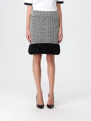Nina Ricci Checkered Skirt With Fur Trim