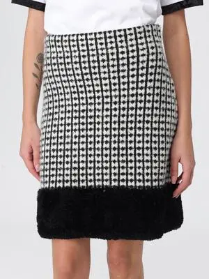 Nina Ricci Checkered Skirt With Fur Trim