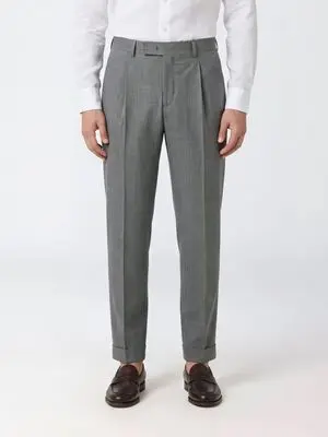PT TORINO Pleated Slim Fit Trousers Grey