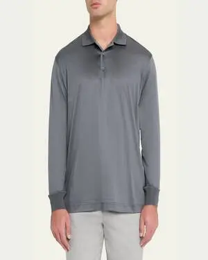 Charvet Cotton Jersey Long-sleeve Polo Shirt