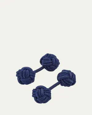 Charvet Knotted Cotton Cufflinks Navy