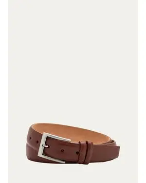 W.KLEINBERG Semi-matte Calf Leather Belt - Mdbrwn