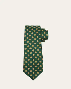 Kiton Scalloped Paisley Silk Neck Tie Green Multi