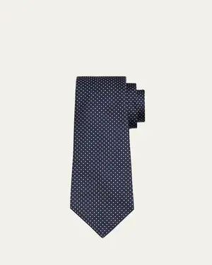 Kiton Micro-geometric Silk Neck Tie - Navy
