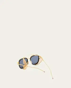 Thom Browne Rectangle Sunglasses With Side Shields - Black