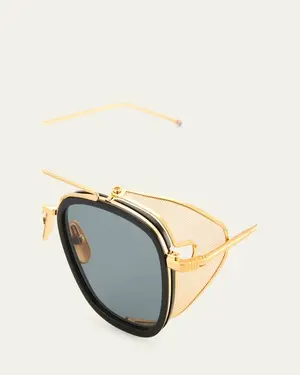 Thom Browne Rectangle Sunglasses With Side Shields - Black