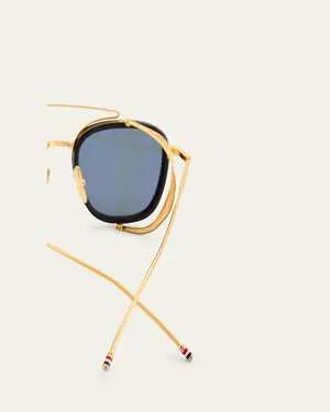 Thom Browne Rectangle Sunglasses With Side Shields - Black