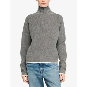 Sandro Ribbed Wool And Cashmere-blend Jumper