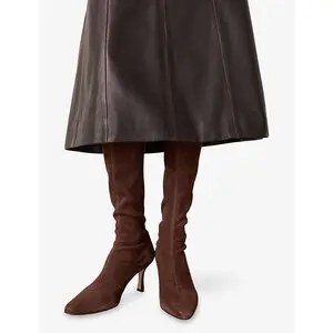 Whistles Hera Stretch Suede Knee-high Boots - Brown