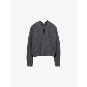 Loewe Keyhole Cable-knit Wool Jumper - Grey