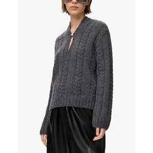 Loewe Keyhole Cable-knit Wool Jumper - Grey