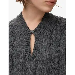 Loewe Keyhole Cable-knit Wool Jumper - Grey