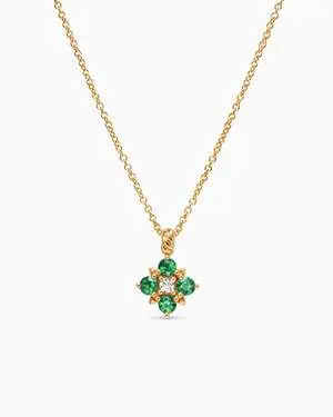 David Yurman 18k Yellow Gold Pendant Necklace With Rubies And Diamond - Emerald