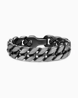 David Yurman Curb Chain Bracelet In Black Titanium With Black Diamonds - Meteorite