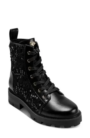 Karl Lagerfeld Paris Marlee Combat Boot - Black