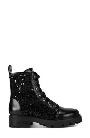 Karl Lagerfeld Paris Marlee Combat Boot - Black