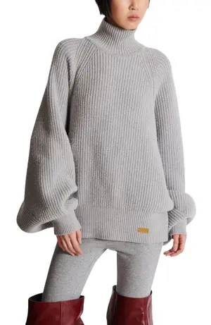 Balmain High-neck Ribbed Knit Jumper - Grey