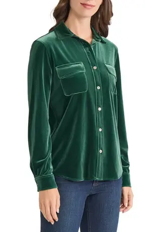 Jones New York Velour Button-up Shirt