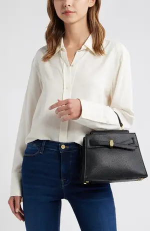 Veronica Beard Dash Leather Top Handle Bag - Black