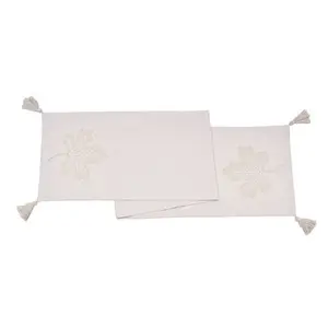 C&F HOME Neutral Maple Leaves Table Runner - White