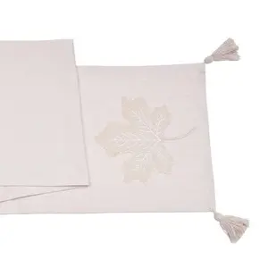 C&F HOME Neutral Maple Leaves Table Runner
