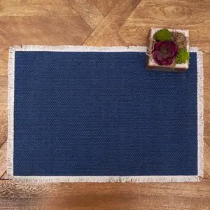 C&F HOME Fringed Vintage Indigo Placemats Set Of 6