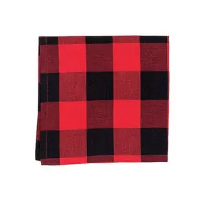 C&F HOME Franklin Black/ Check Gingham Plaid Woven Napkin Set Of 6 - Red