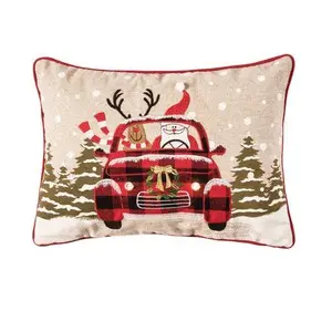 C&F HOME Road Trip Friends Christmas Led Light-up Throw Pillow - Brown