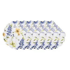C&F HOME Lovely S Garden Flowers 100% Cotton Quilted Set Of 6 Placemats 17" - Blue