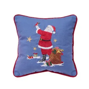 C&F HOME Santa And Cardinal Christmas Throw Pillow - Blue