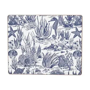 C&F HOME Reef Shores Placemats Set Of 6 & White Seaside Pattern - Blue