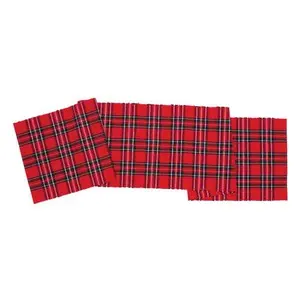 C&F HOME Arlington Plaid Table Runner 13" X 72 - Red