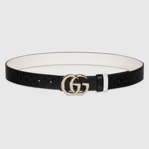 Gucci Reversible Gg Marmont Leather Belt - Black