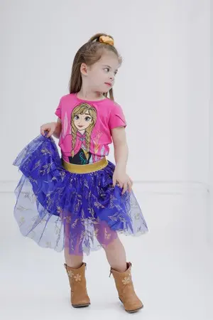 Disney T-shirt, Skirt, And Scrunchie Set - Princess Anna Pink Pink