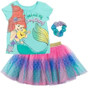 Disney Disney T-Shirt, Skirt, And Scrunchie Set Princess Ariel Blue Blue