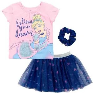 Disney Disney T-Shirt, Skirt, And Scrunchie Set Princess Cinderella Pink Pink
