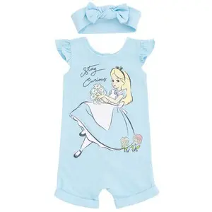 Disney Sleeveless Romper Headband Set - Alice In Wonderland Blue