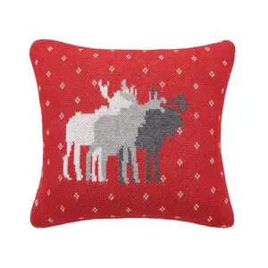 C&F HOME 3 Moose Cotton Small/petite Accent Pillow - Grey
