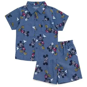 Disney Button-down T-shirt & Shorts Set - Mickey Mouse Blue