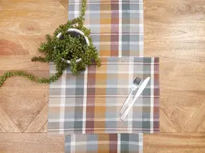 C&F HOME Aspen Plaid 100% Cotton Table Runner 13" X 72