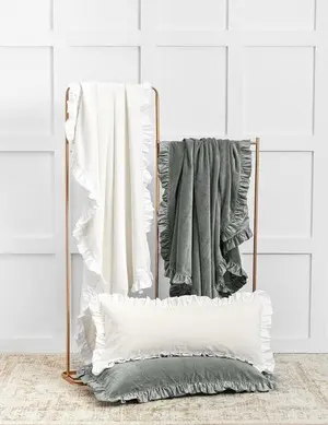 ELISABETH YORK Ishana Ivory Accent Throw Blanket