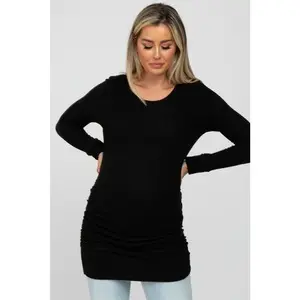 PINKBLUSH Knit Ruched Maternity Top - Black
