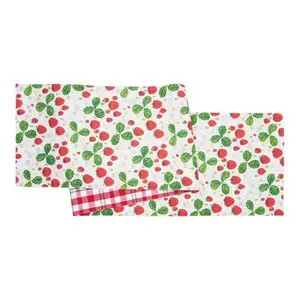C&F HOME Strawberry Patch & Plaid Table Runner 14" X 72 - Red