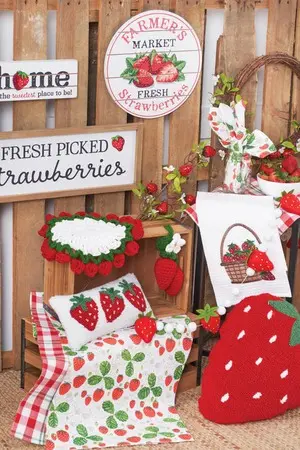 C&F HOME Strawberry Patch & Plaid Table Runner 14" X 72
