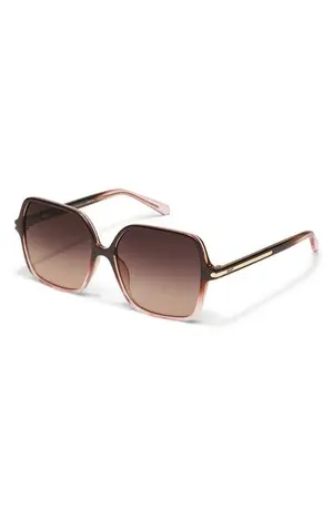 Quay Press Tour 60mm Square Sunglasses - Chocolate Peony/dark Fawn