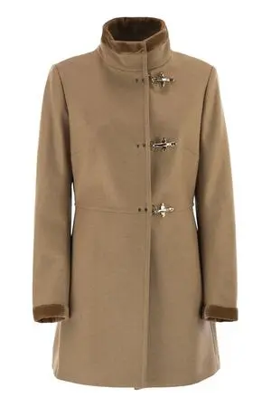FAY Virginia Coat In Mélange Wool Cloth - Brown
