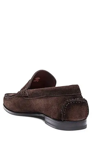 Santoni Suede Penny Loafer - Dark Brown