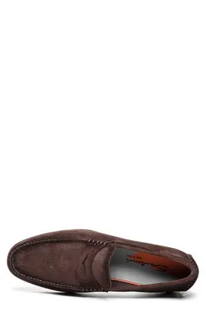 Santoni Suede Penny Loafer - Dark Brown