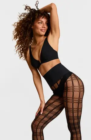 Commando Plaid Fishnet Tights - Black